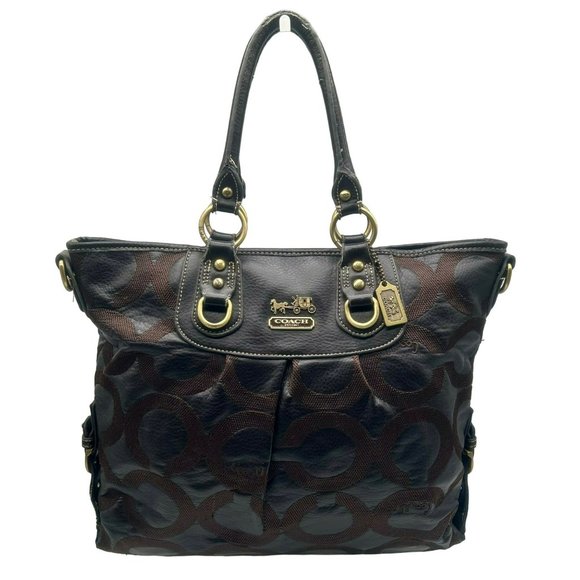 Coach | Bags | Coach Handbag Purse Logo Cc Leather Gold Hardware Zipper ...